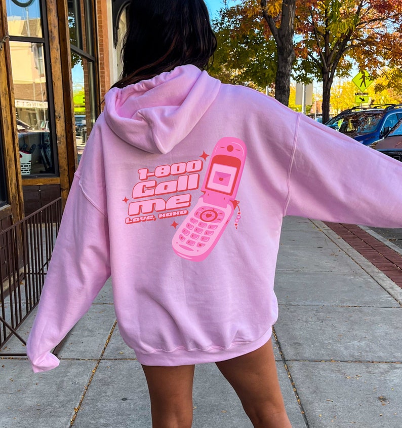 1800 Call Me Retro Valentine's Day Hoodie, Y2K Trendy Aesthetic, Worded ...
