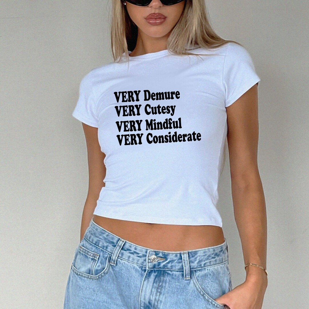 Very Demure Very Mindful Very Cutesy Baby Tee, Trendy Baby Tee, Y2k ...