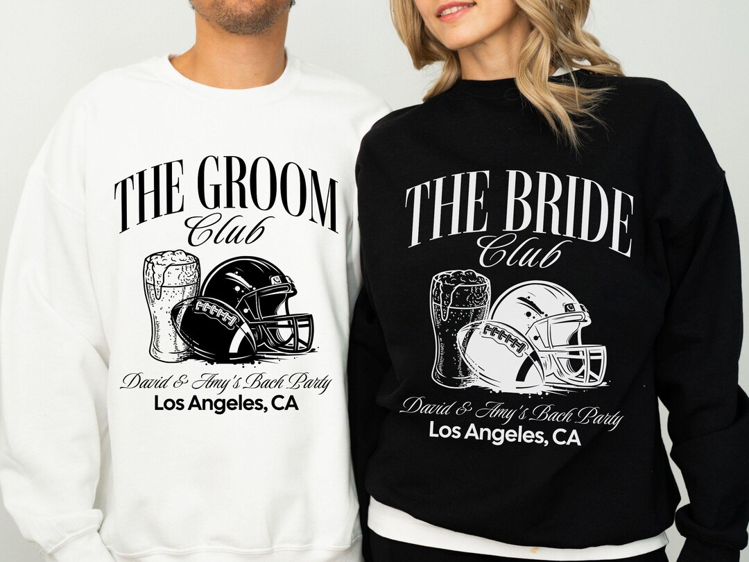Football Joint Coed Bach Party Sweatshirts, Tailgating Wedding Party ...
