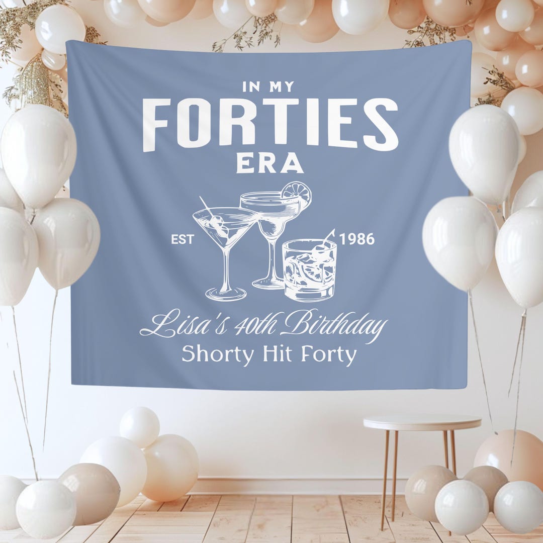 40th Birthday Photo Backdrop, Forty Bday Party Welcome Sign, Turning 40 ...