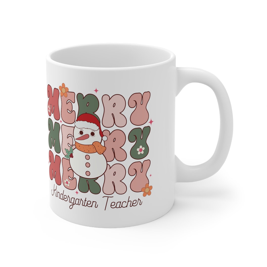 Merry Kindergarten Christmas Teacher Coffee Mug Funny Teacher - Etsy