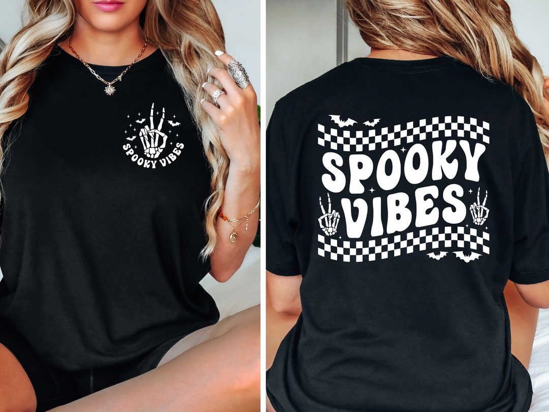 Spooky Vibes Halloween Tshirt, Spooky Season, Skeleton Shirt, Horror ...