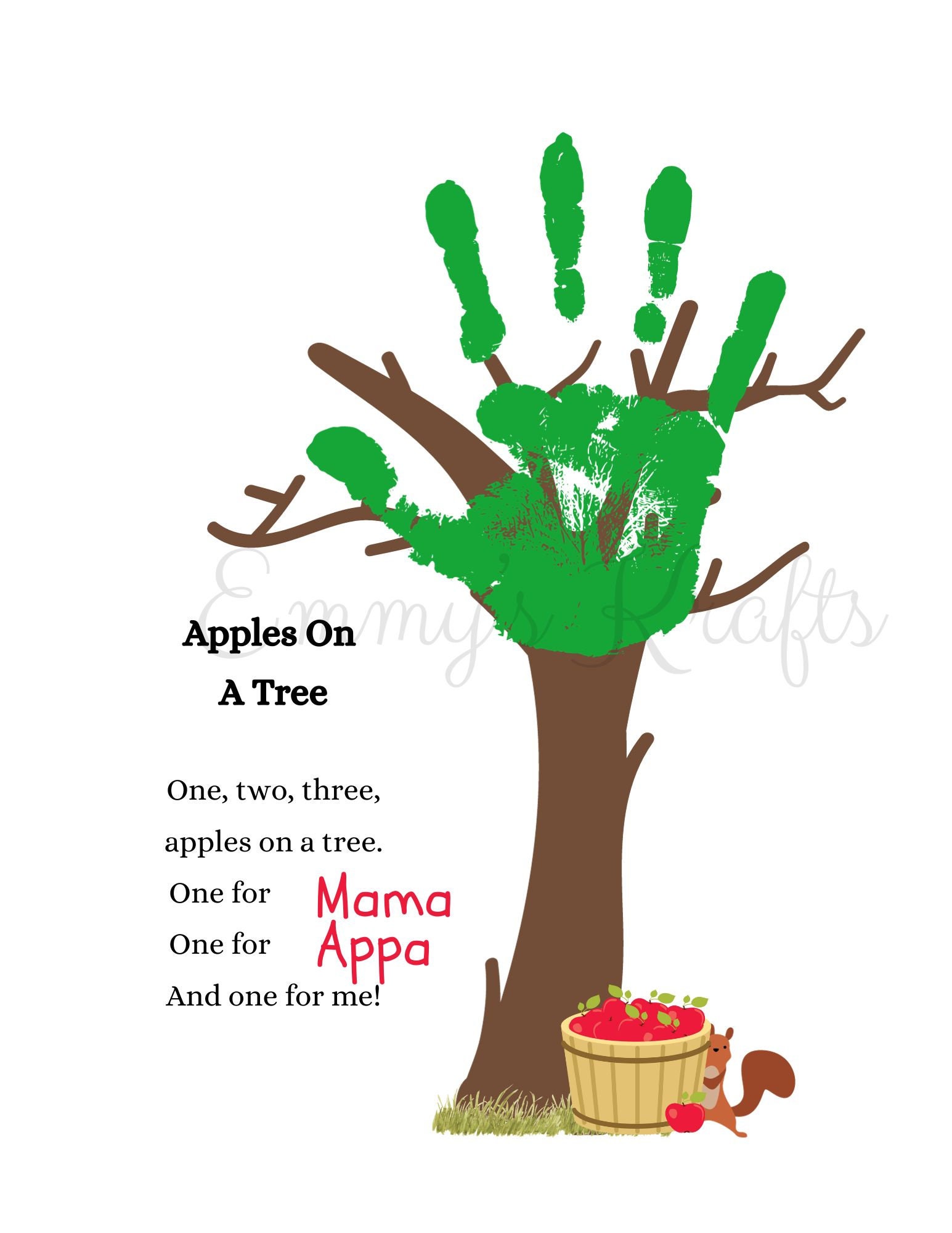 Apple Tree Handprint Template - Etsy