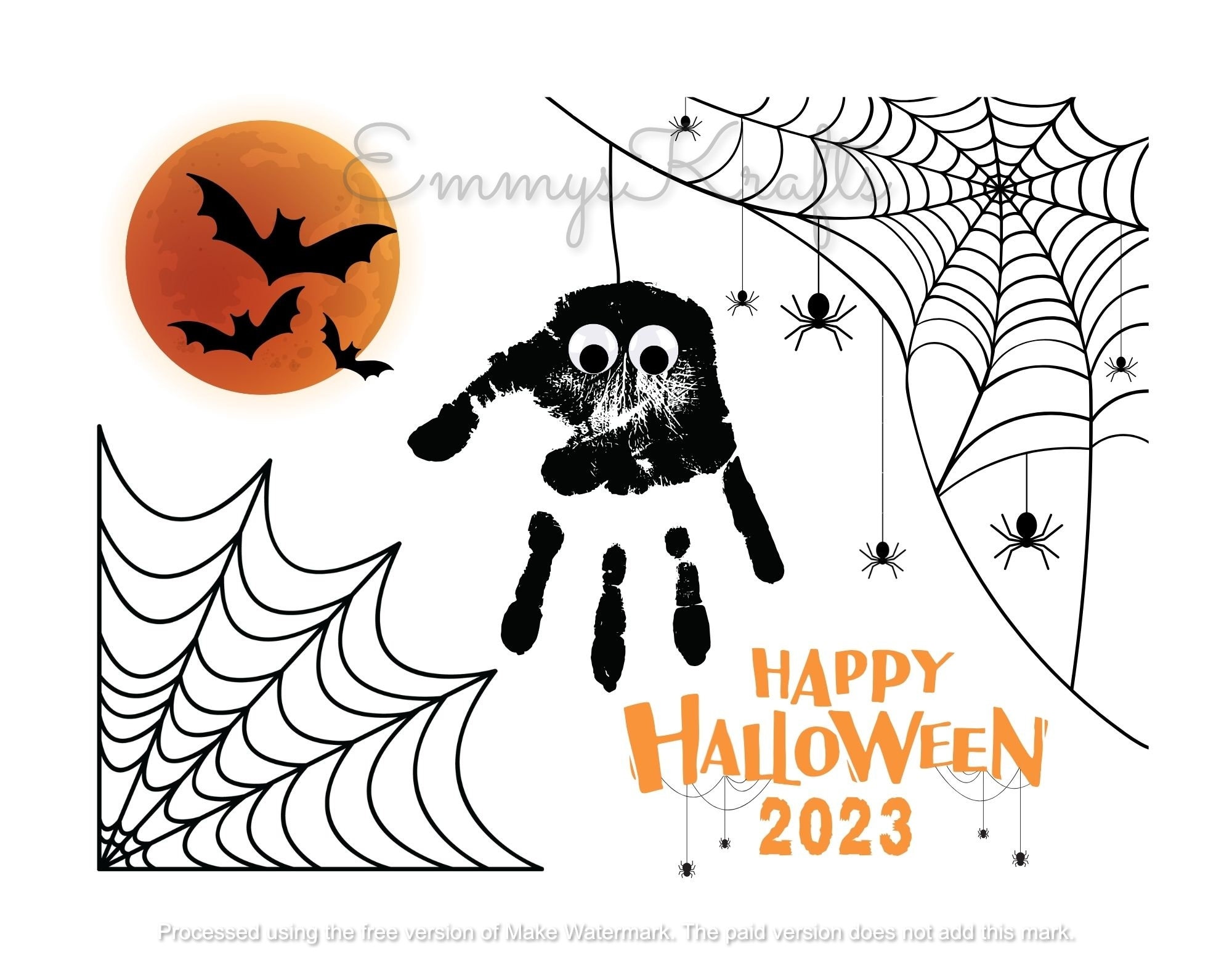 Halloween Spider Handprint Template - Etsy