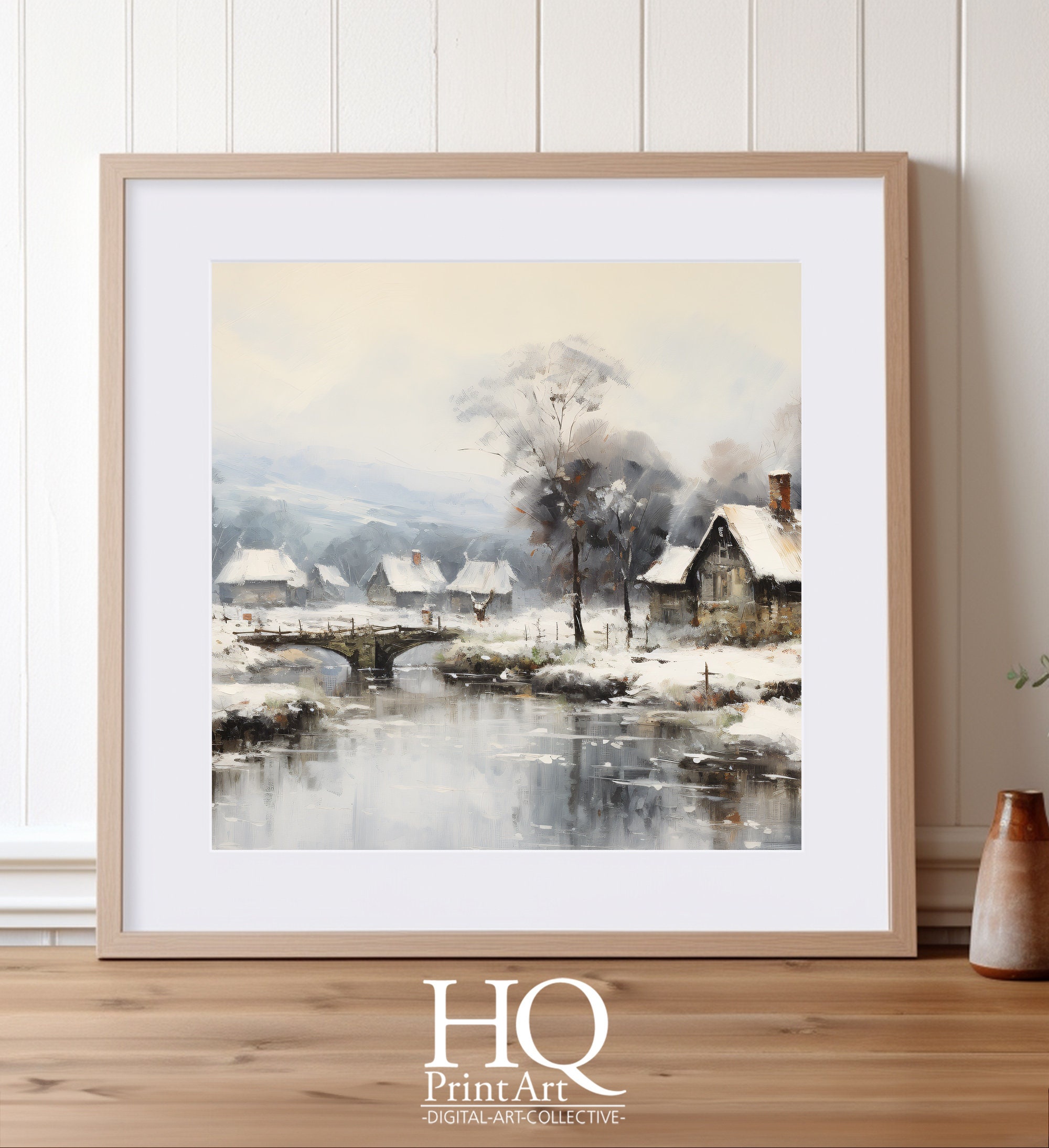 Vintage Winter Wall Art Printable Painting Christmas Gift Oil - Etsy