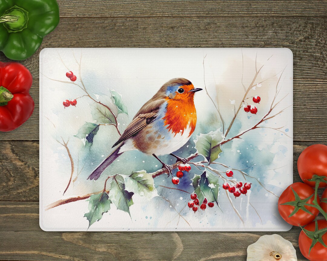 Robin Cutting Board PNG, Christmas Bird Sublimation Design (digital ...