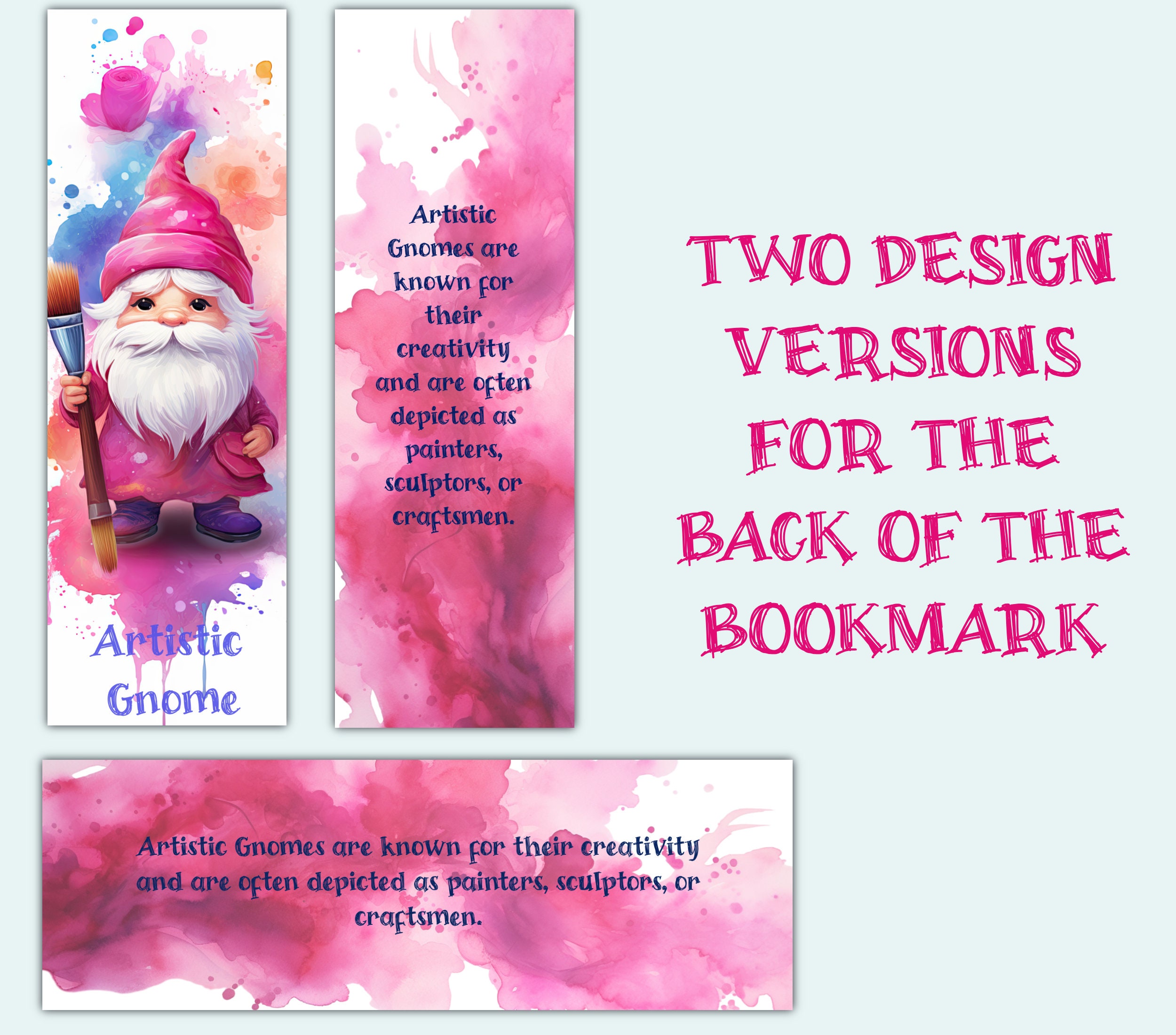 21 Watercolour Gnome Bookmark Designs, Printable Bookmarks Digital ...
