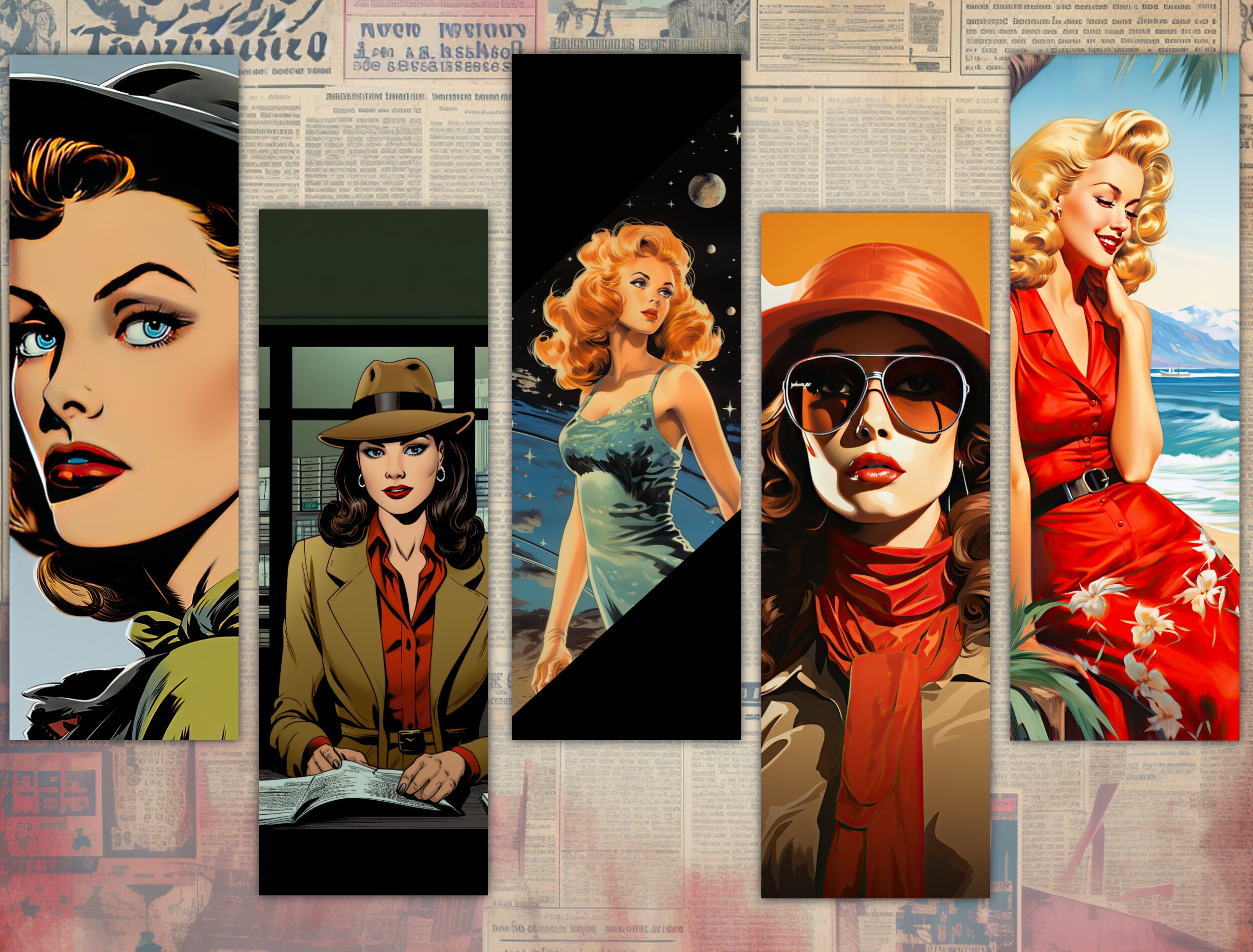 50 Vintage Bookmark Designs, Printable Bookmarks Digital Download PNG ...