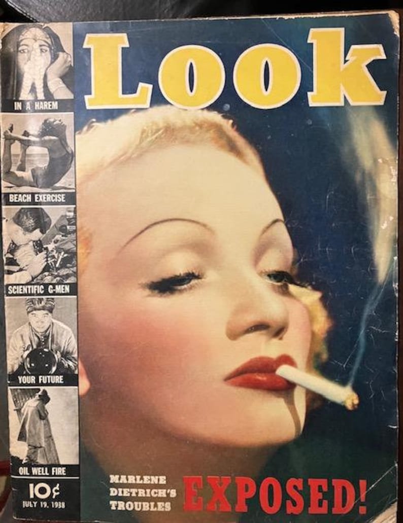 Look Magazine, July 19, 1938, Marlene Dietrich Cover, Complete Magazine - Etsy