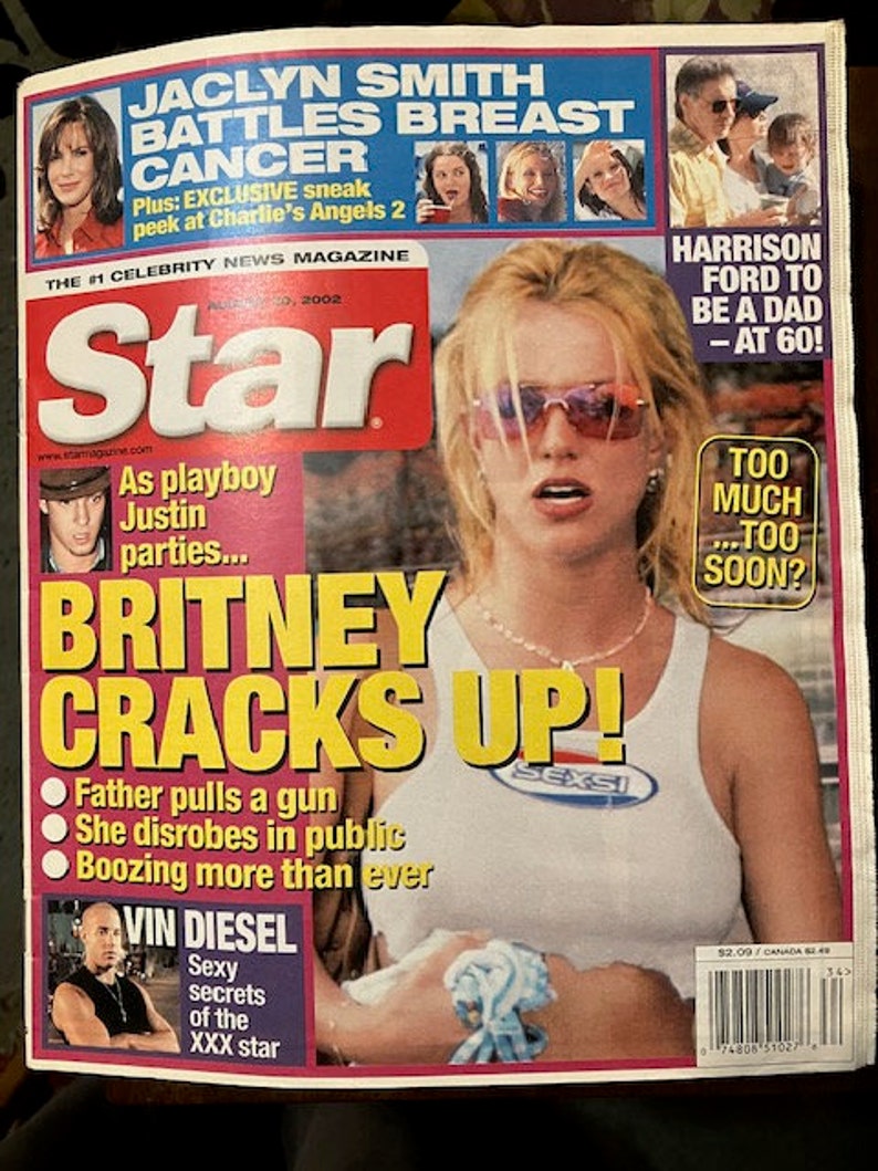 Britney Spears, STAR Tabloid, Aug 20, 2002==britney Cracks Up - Etsy