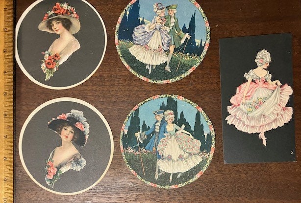 Five 1920s Gorgeous Art Deco Hatbox Labels, Mint Condition, Pretty Lady ...
