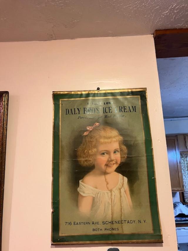 Large Vintage Advertising Placard Bro's Ice Cream, Schenectady, NY ...