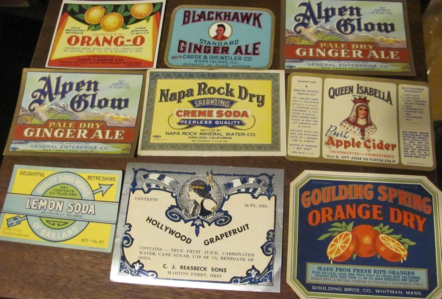 9 Vintage Soda Labels, Circa 1940s, Mint - Etsy