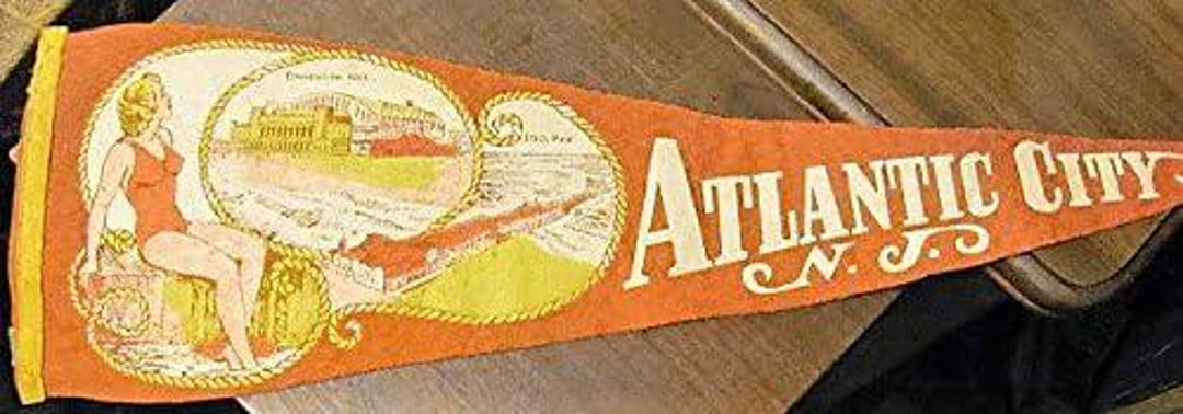 Atlantic City Tourist Pennant 1950s or Older - Etsy