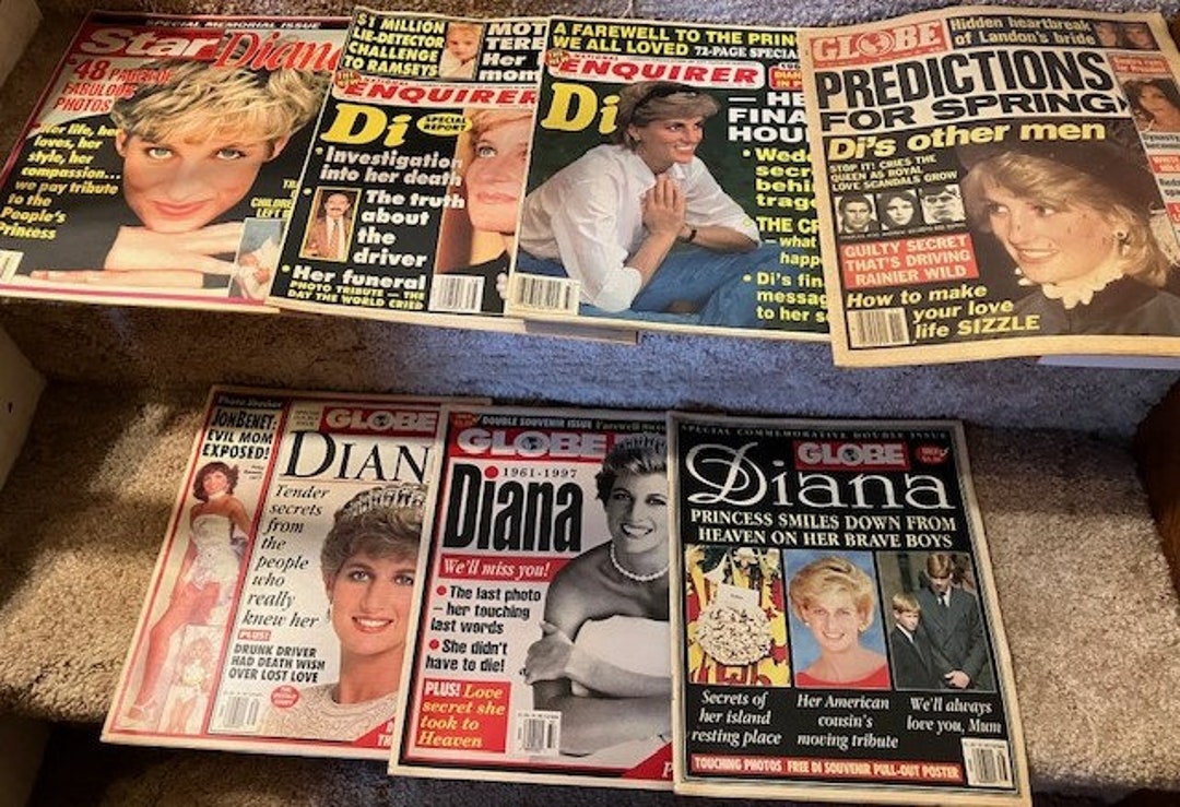 Princess Diana, Seven Tabloids in Near Mint Condition, Mostly 1990s - Etsy