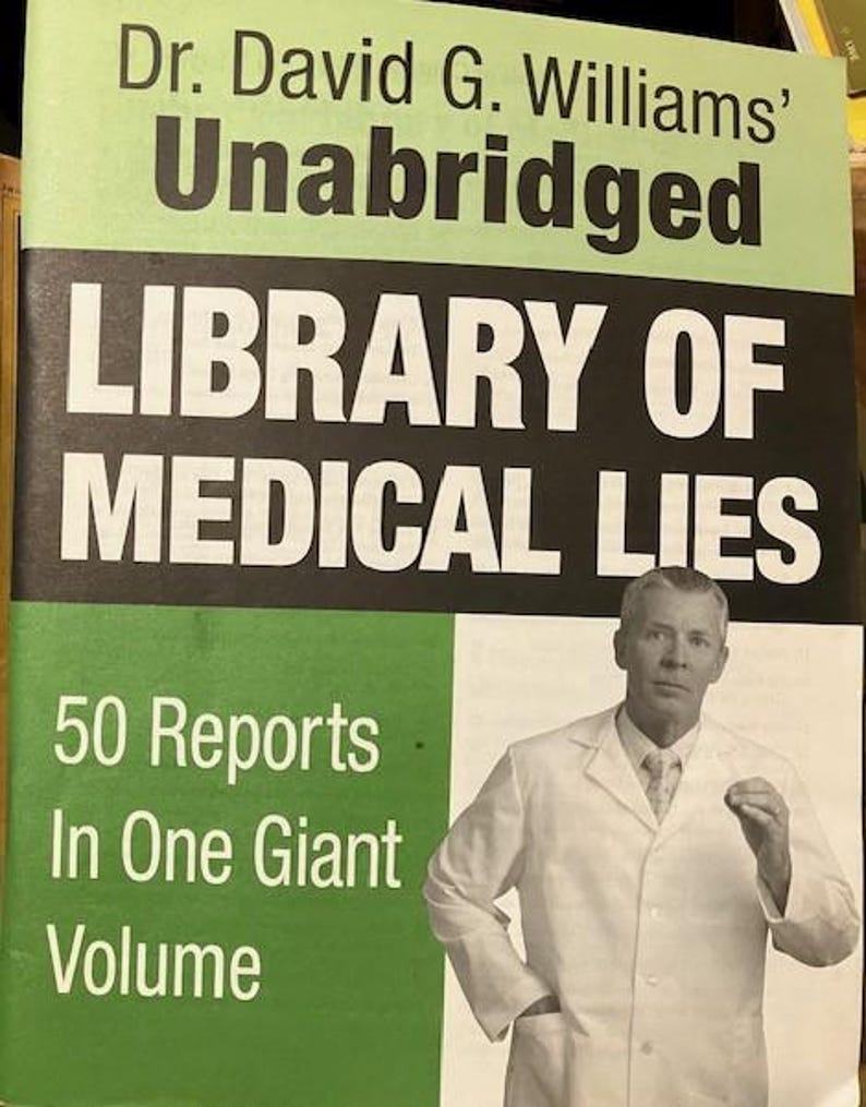 Library of Medical Lies, Dr. David Williams, 77 Pages, 2007 - Etsy