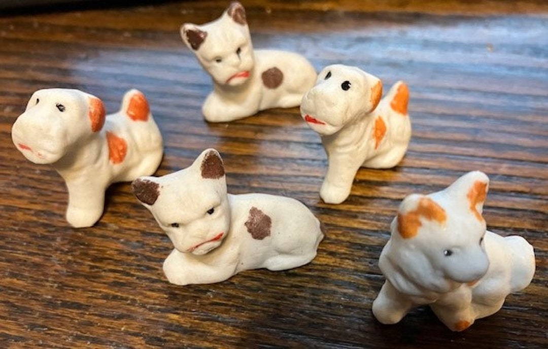 Five Miniature Bisque Dog Figurines, 1940s - Etsy