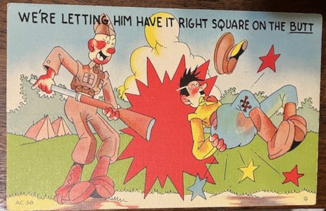 World War II Comic Postcard, G.I. Joe Socking It to the Axis Enemy - Etsy