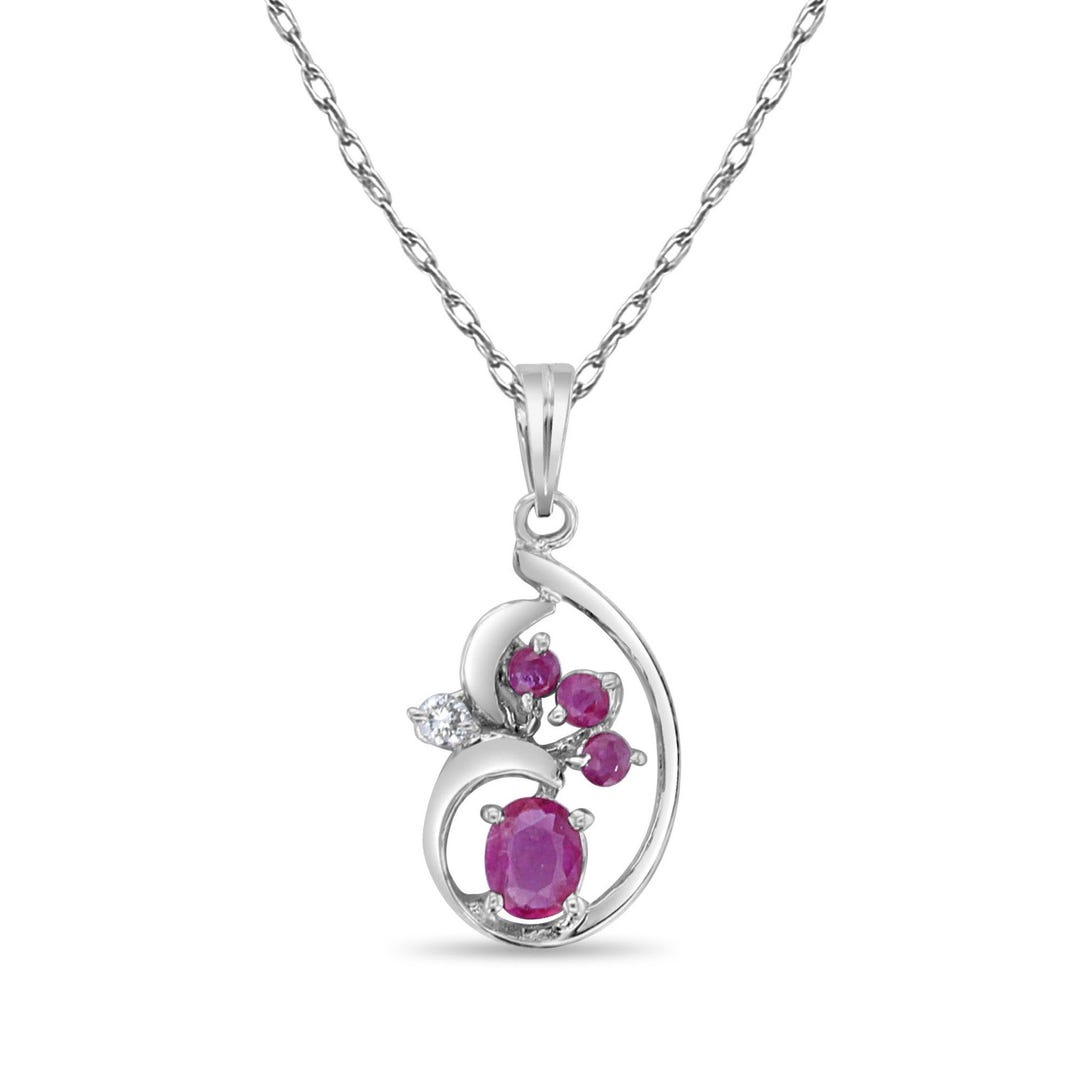 Ruby Cluster Vintage Necklace | 14k White Gold | Gift for Her | Jewelry ...