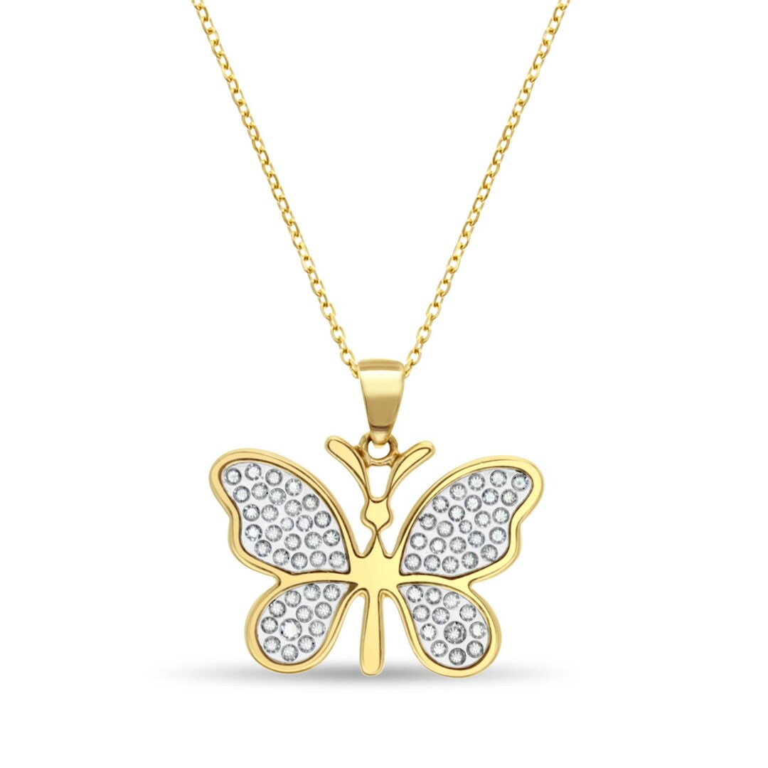 Butterfly Shaped Necklace | 14k Yellow Gold | Gift for Her | Best Gift ...