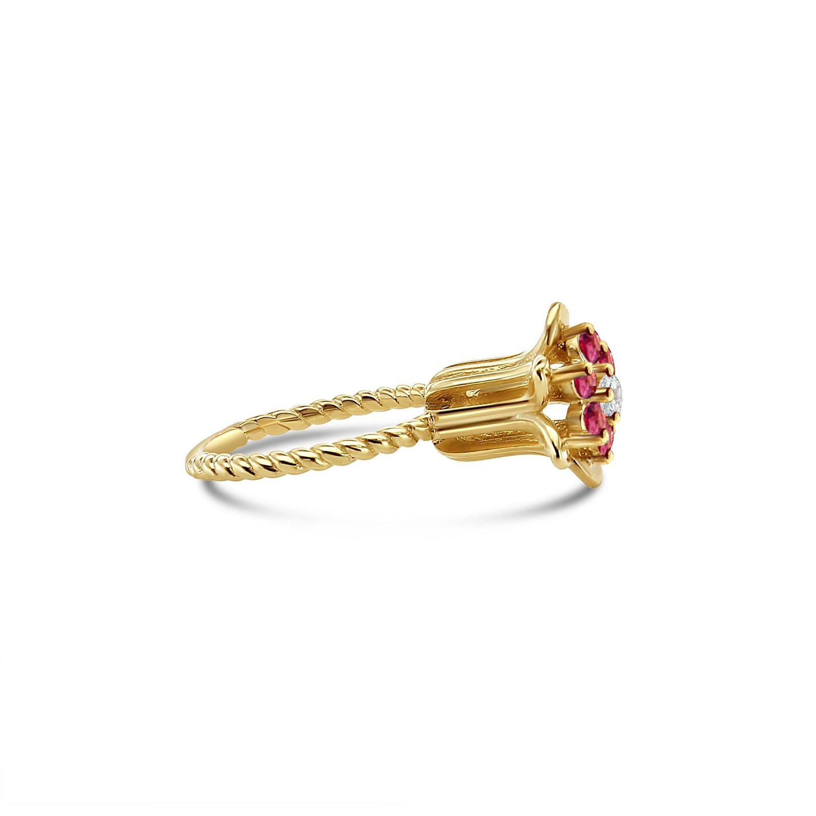 Tall Ruby Tulip Ring | 14k Yellow Gold | 1980s Vintage Tulip Ring ...
