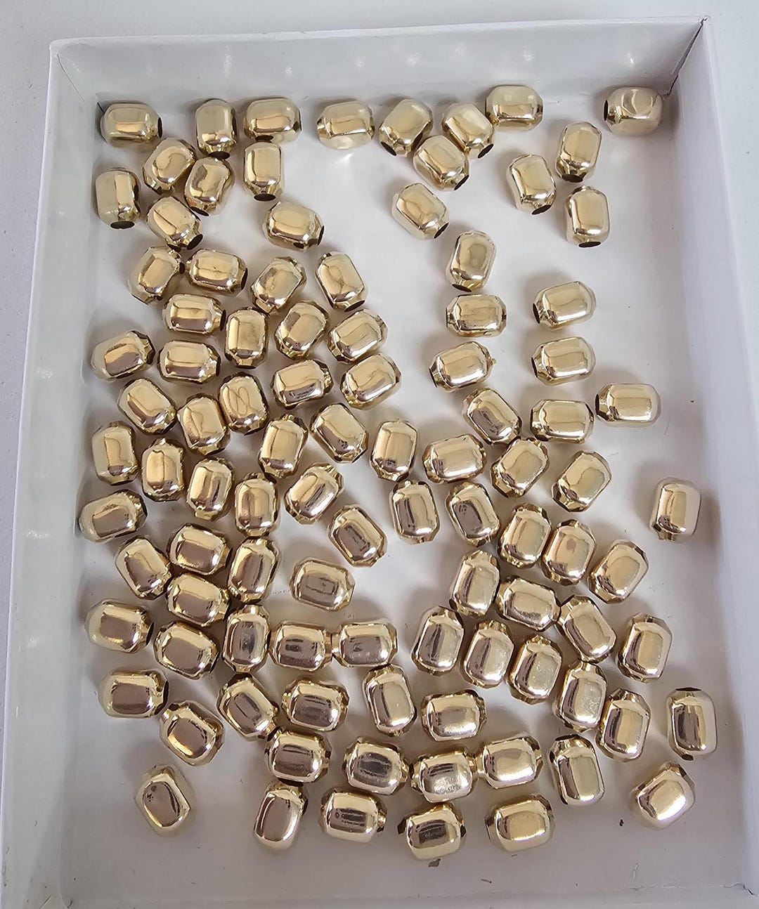 14k Solid Gold Hollow Rectangle Gold Beads | Spacer Beads | Vintage ...