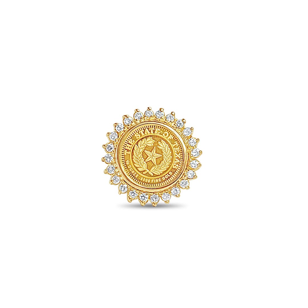 Rare 2000 Texas Gold Coin Ring With Diamond Halo | Texan Jewelry | Fine ...