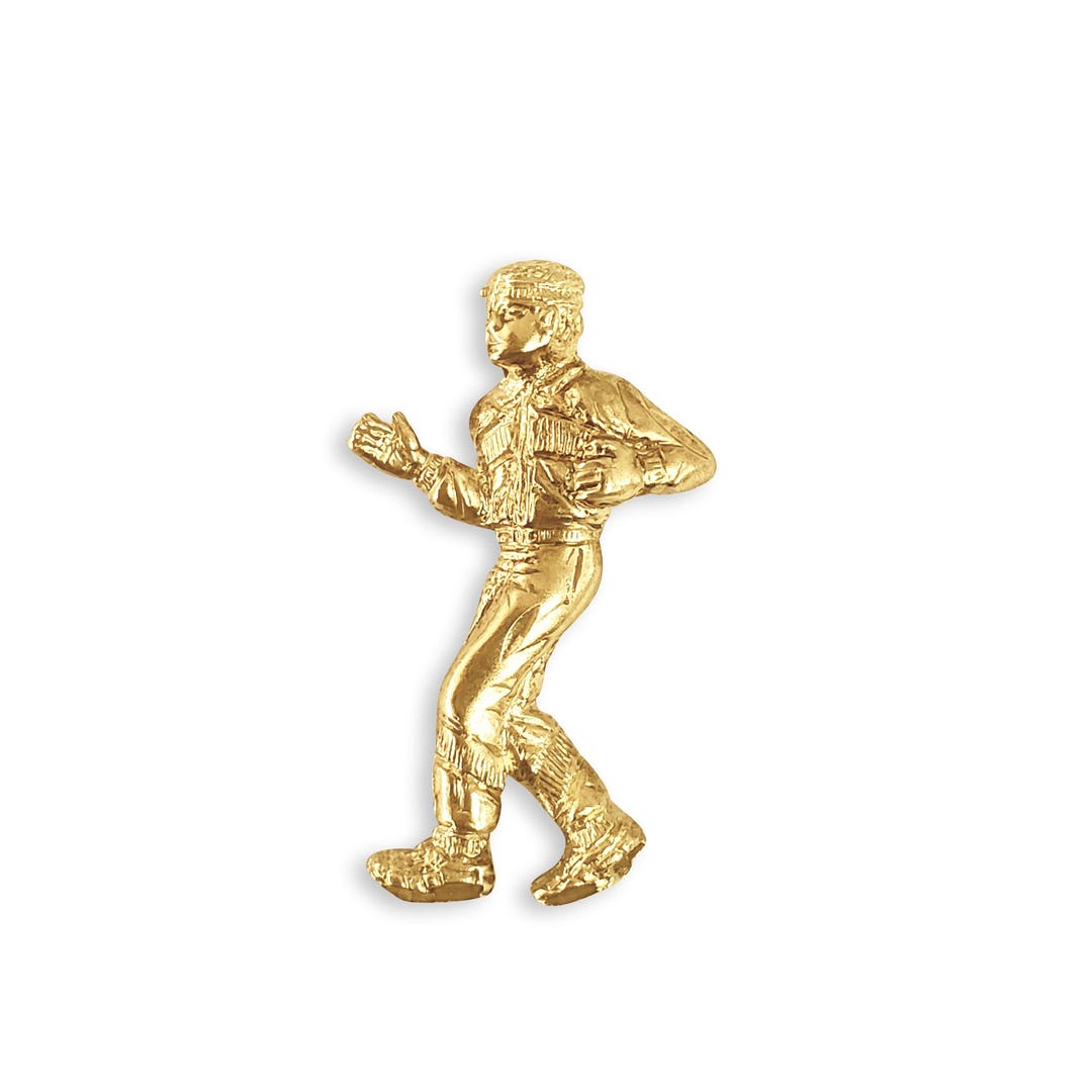 Gold Running Man With Diamond Cuts Charm Necklace | 14k Yellow Gold ...