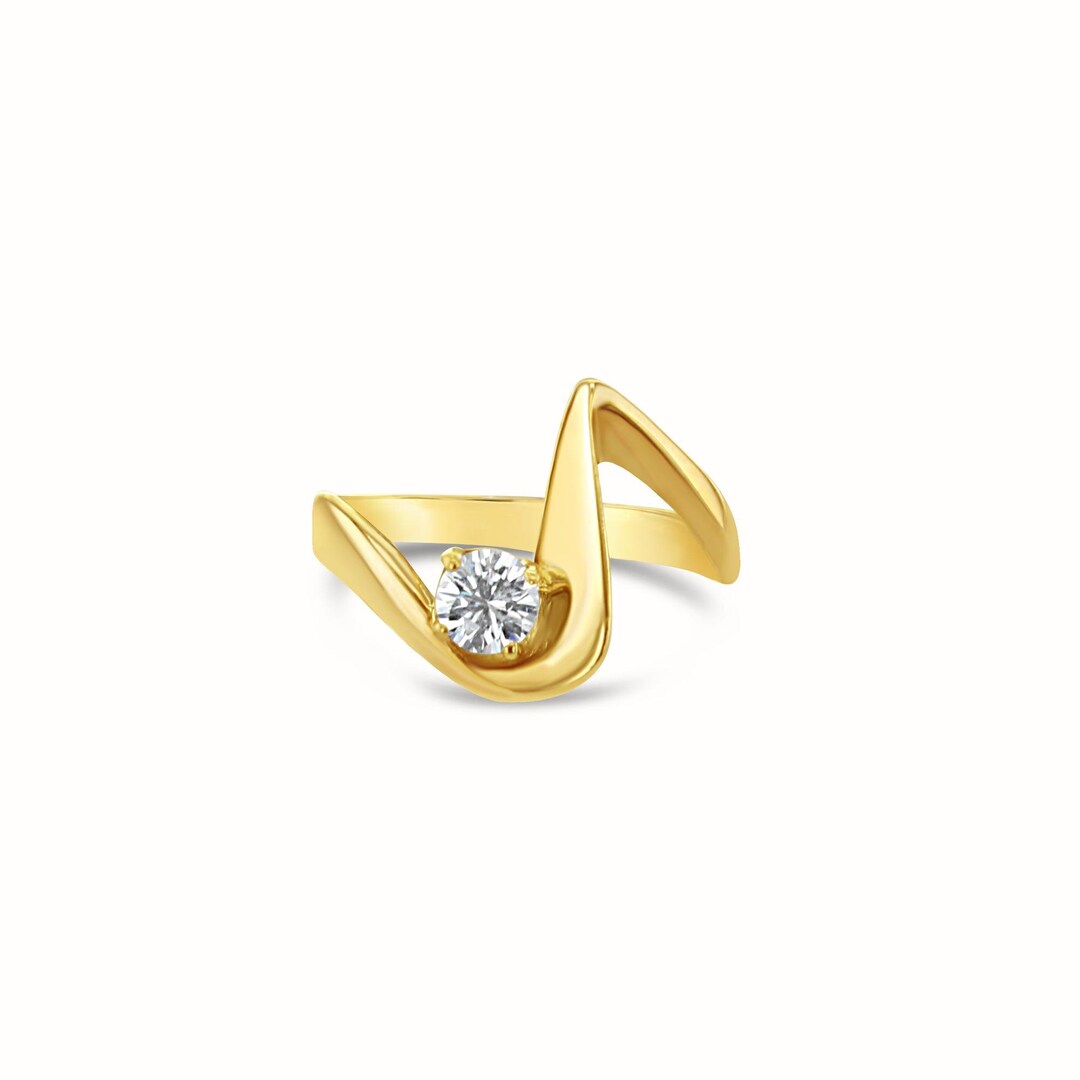Musical Note Diamond Ring | 14k Yellow Gold | Gift for Her | Musical ...