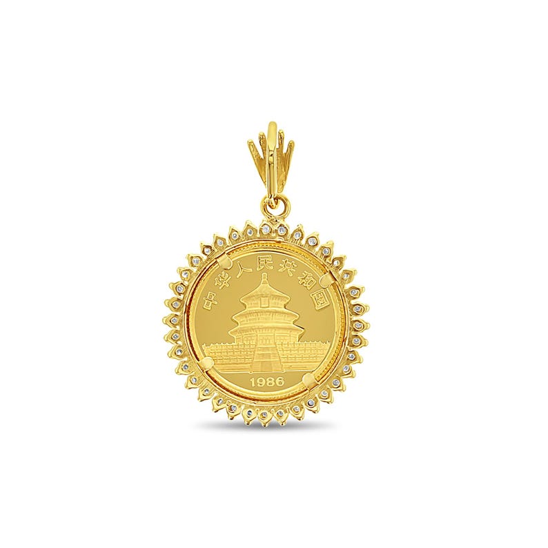 1986 Gold Panda Coin Necklace With Diamond Halo | Gift Ideas | Gold ...