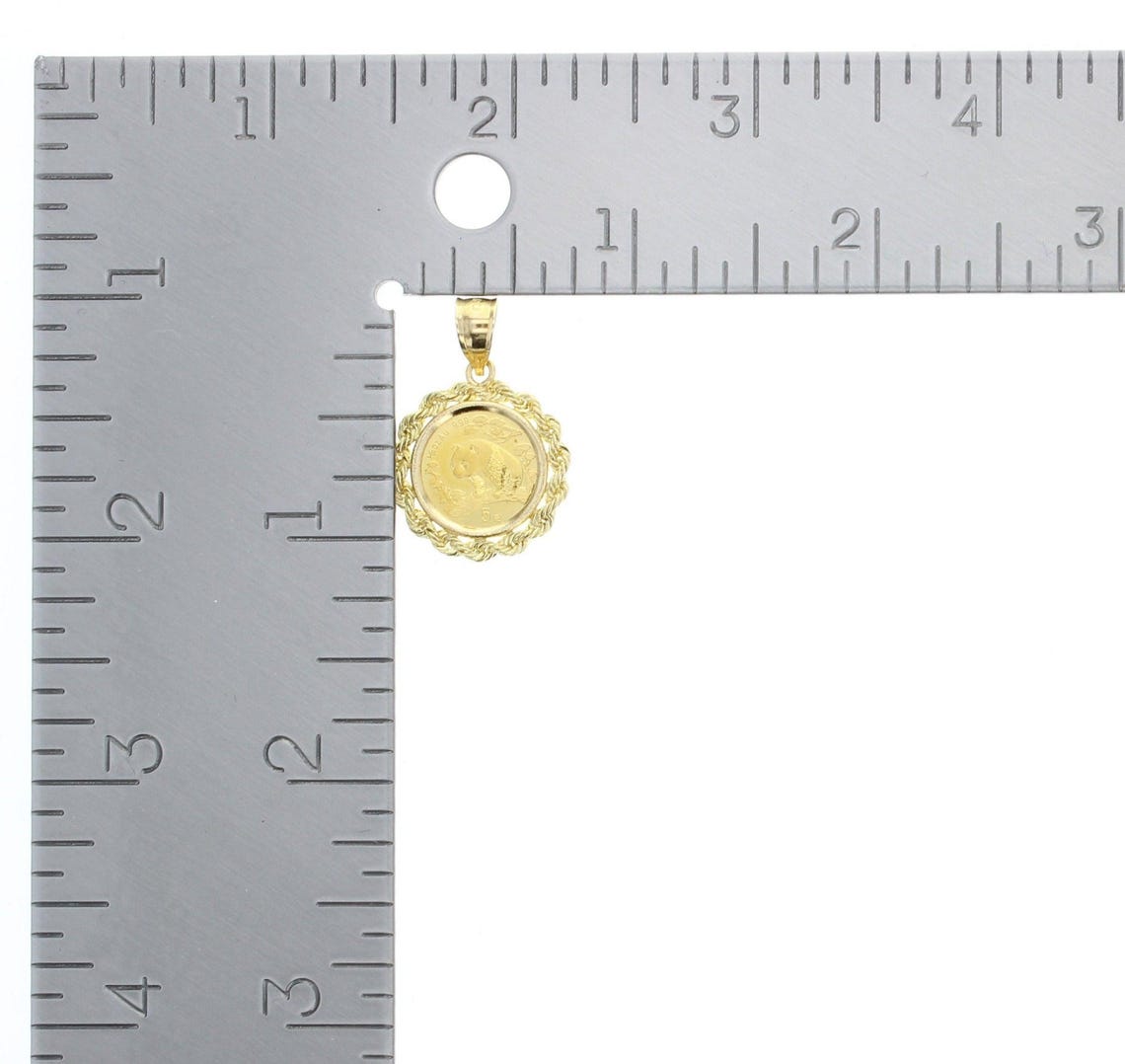 1/20oz Fine Gold Panda Coin Necklace With Rope Bezel | Gift for Her or ...