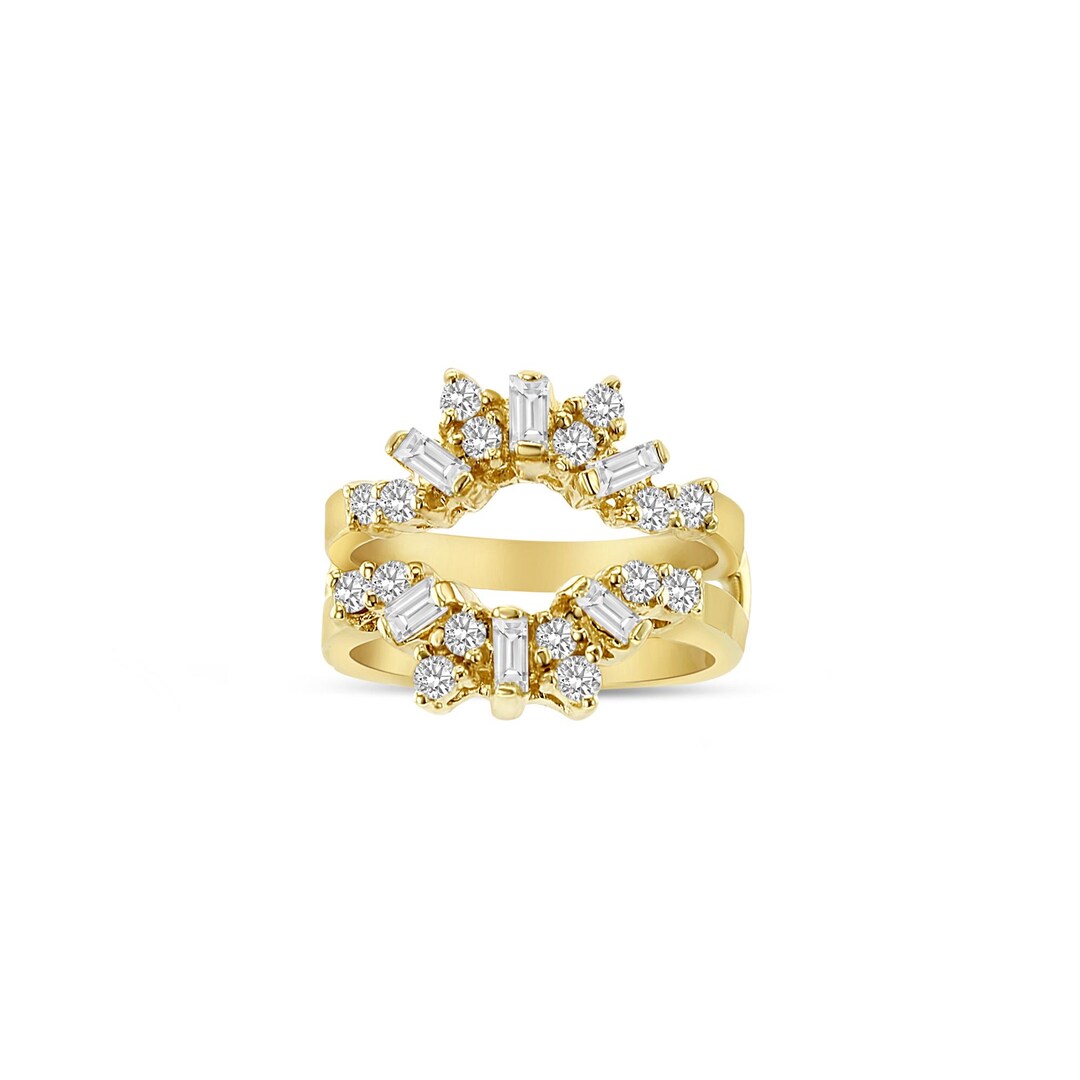 Baguette Diamond Ring Guard / 14k Yellow Gold Diamond Ring / Diamond ...