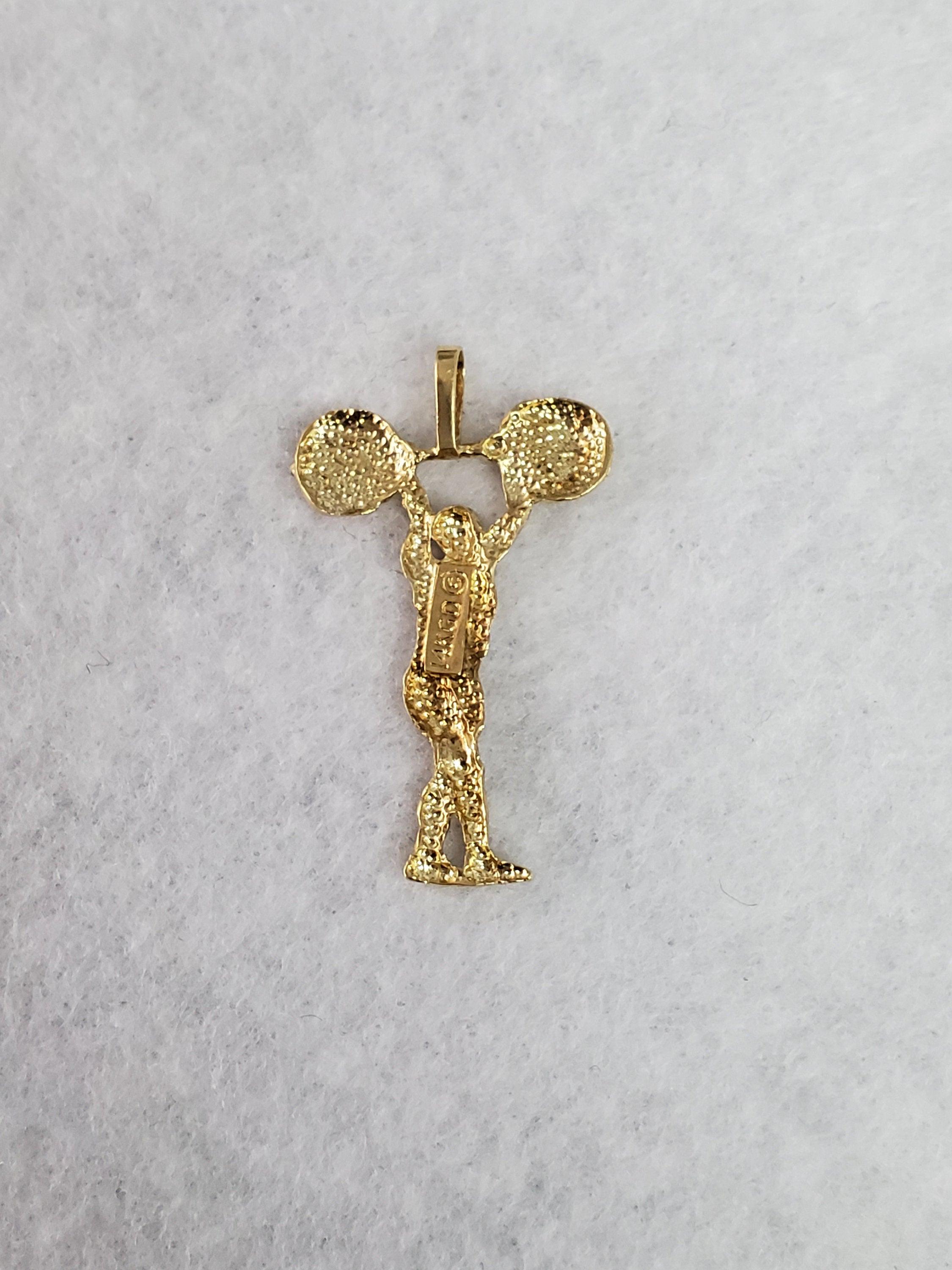 Weightlifter Bodybuilder Charm With Diamond Cuts | 14k Yellow Gold ...