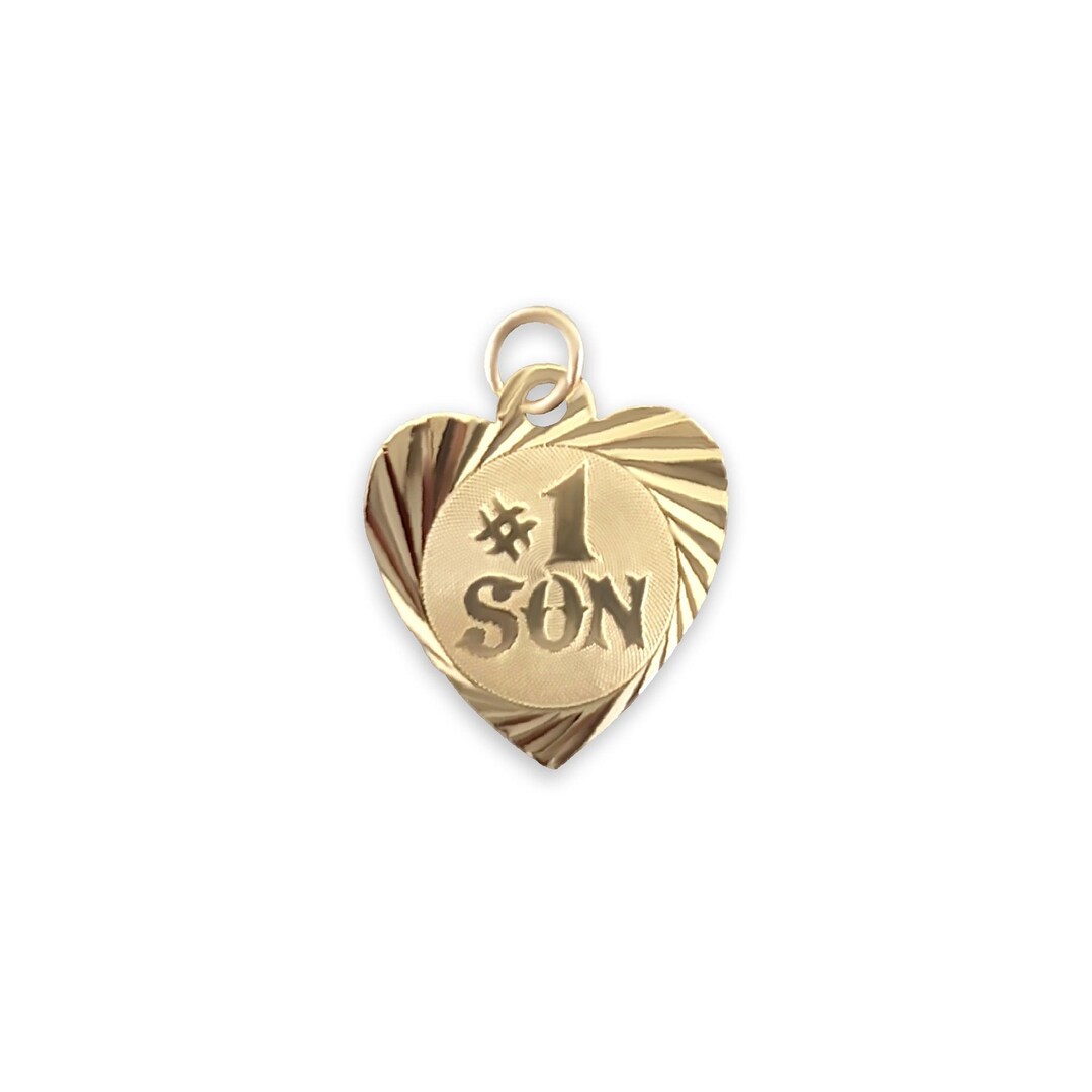 Number One Son Charm/pendant With Diamond Cuts | 14k Yellow Gold | Gift ...