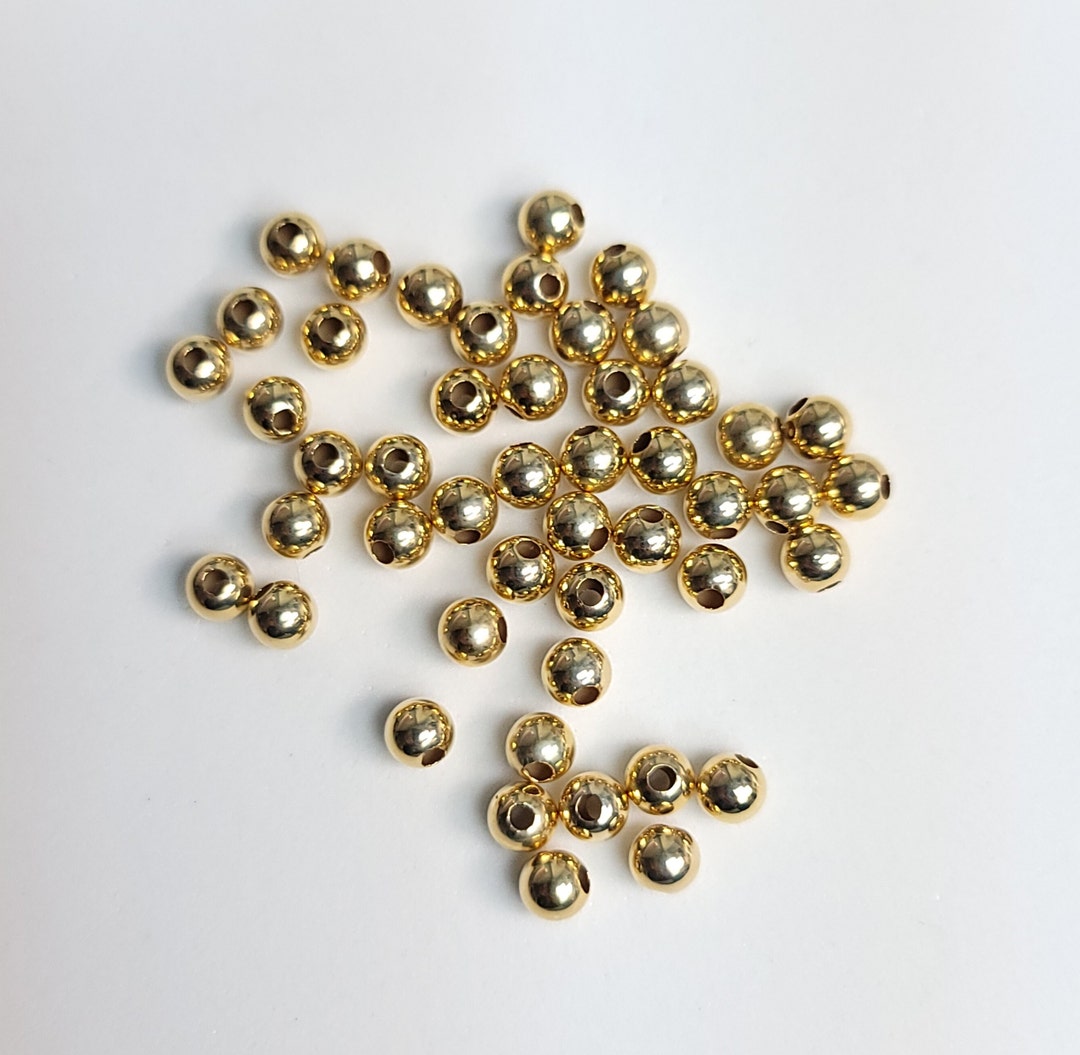 5mm Polished Round Beads | 14k Yellow Gold | Loose Beads | Seamless ...