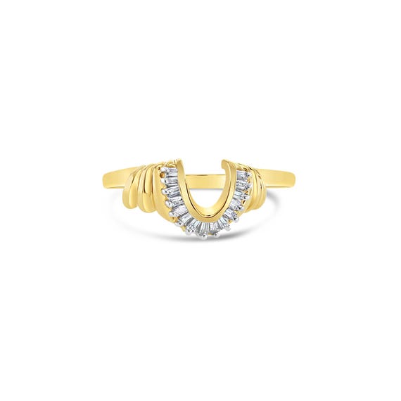 U Shaped Diamond Wrap Ring / 14k Yellow Gold Diamond … - Gem