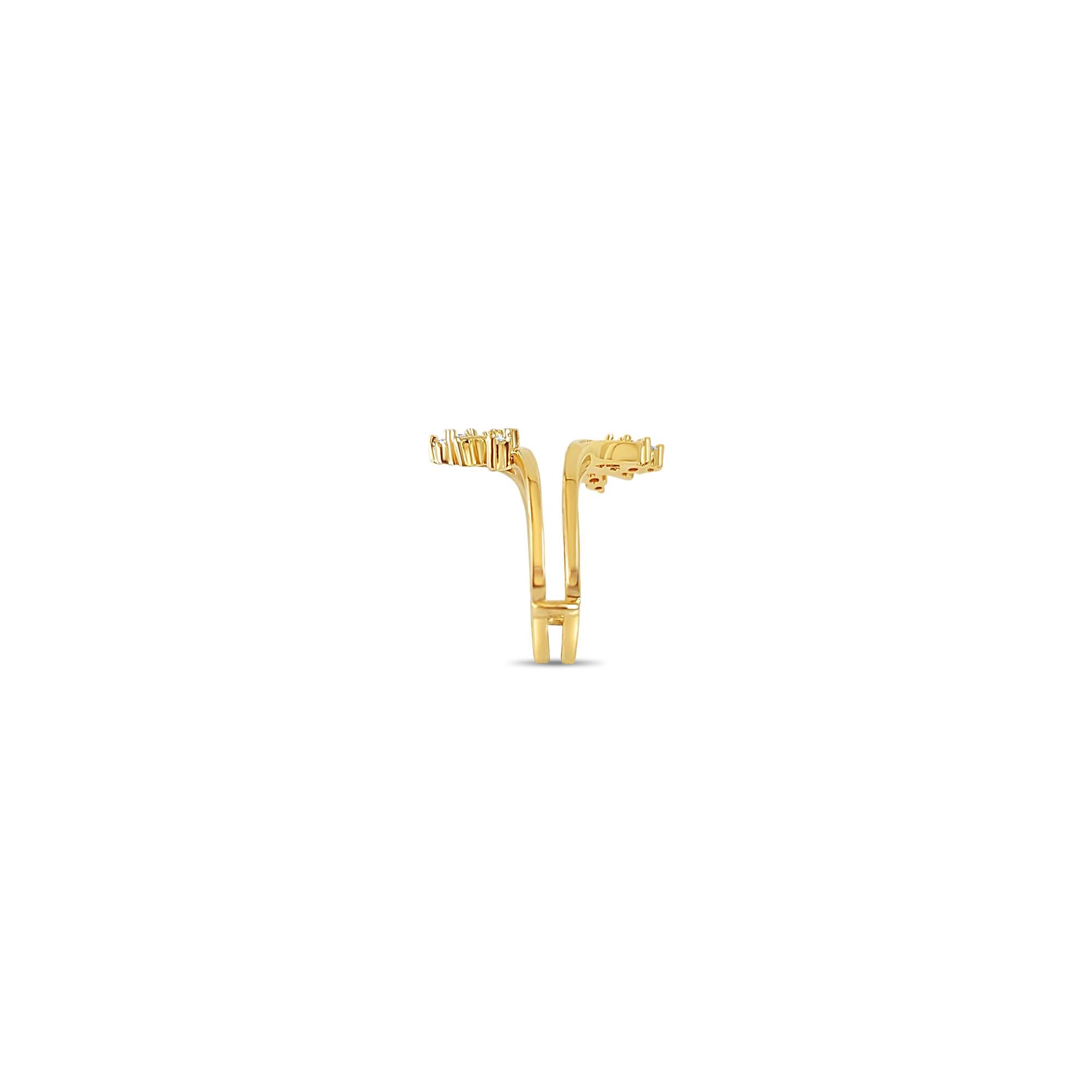 Leaf Style Diamond Ring Guard / 14k Yellow Gold Diamond Ring / Gift for ...