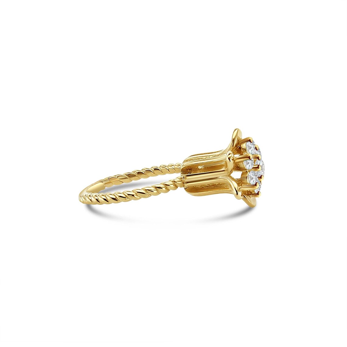 Tall Diamond Tulip Ring 14k Yellow Gold | 1980s Vintage Tulip Ring ...