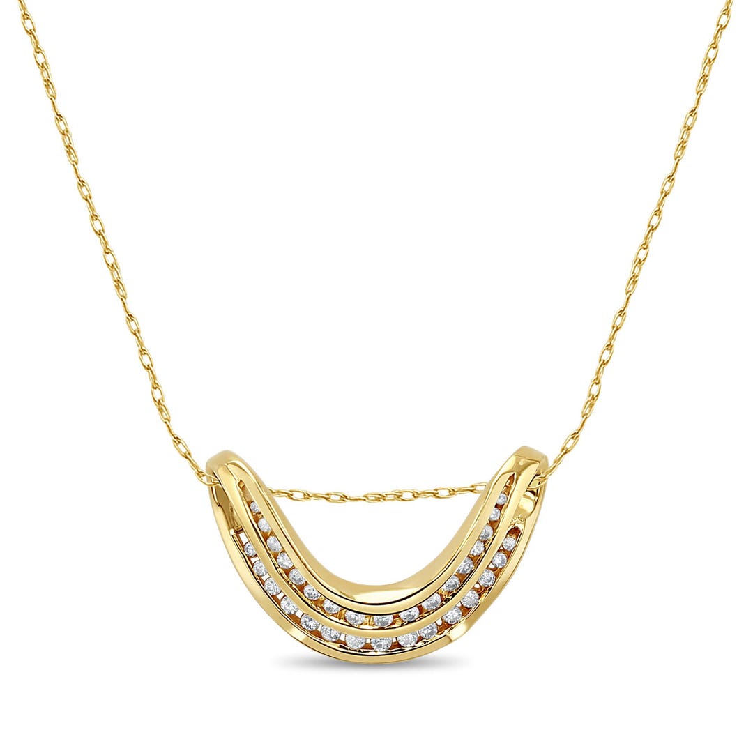 Double Row Diamond Slider Necklace | 14k Yellow Gold | Gift for Her ...