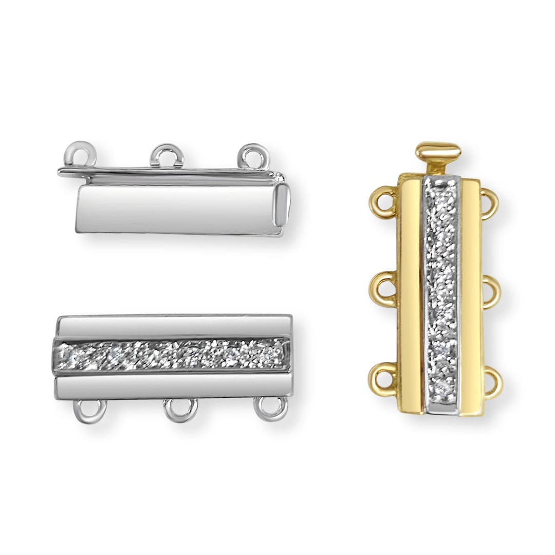 Diamond 3-strand Slide Clasp | 14k Yellow or White Gold | Bracelet ...