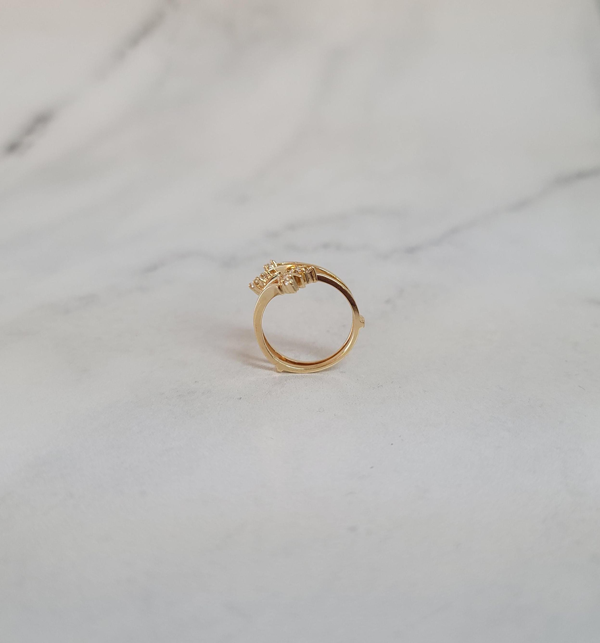 Leaf Style Diamond Ring Guard / 14k Yellow Gold Diamond Ring / Gift for ...
