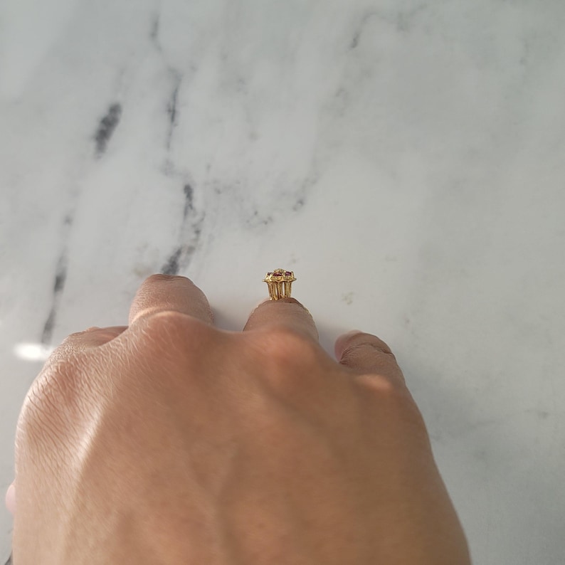Ruby Tulip Flower Ring | 14k Yellow Gold | 1980s Vintage Tulip Ring ...