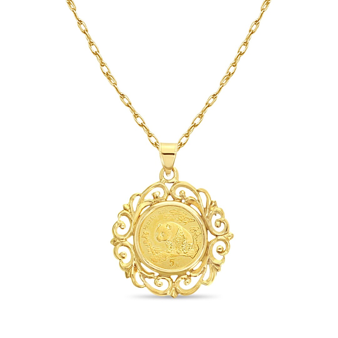 1997 Panda Coin 1/20OZ Gold Necklace With 14k Yellow Gold Bezel ...