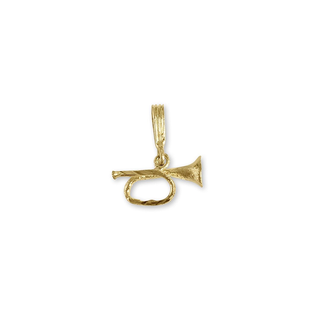 French Horn Trumpet With Diamond Cuts Charm | 14k Yellow Gold ...