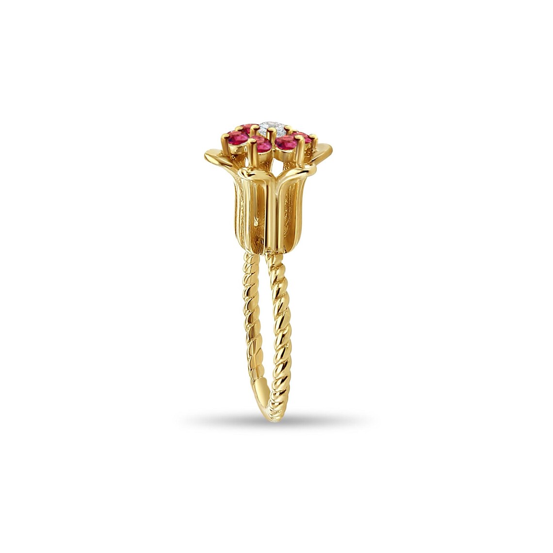 Tall Ruby Tulip Ring | 14k Yellow Gold | 1980s Vintage Tulip Ring ...