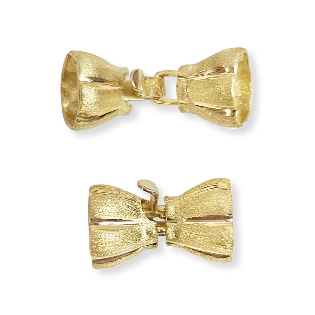 Matte Bow Tie One Strand Clasp | 14k Yellow Gold | Bracelet & Necklace ...