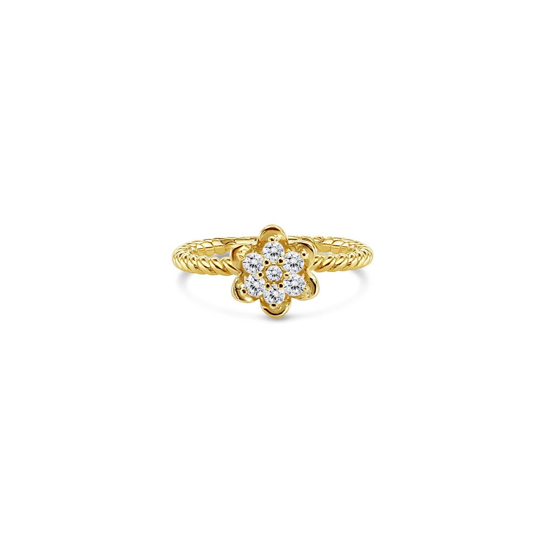 Diamond Tulip Flower Ring | 14k Yellow Gold | 1980s Vintage Tulip Ring ...