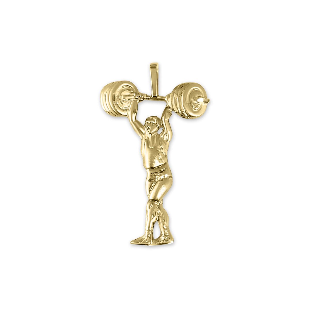 Weightlifter Bodybuilder Charm With Diamond Cuts | 14k Yellow Gold ...