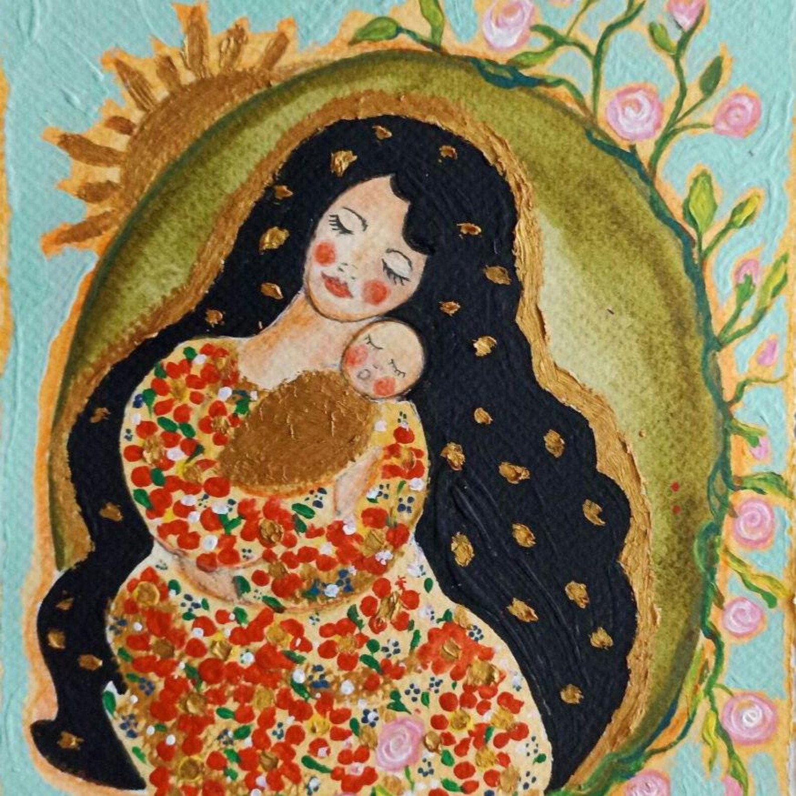 Mother and Baby Painting Original Art Motherhood Painting Boho Home ...
