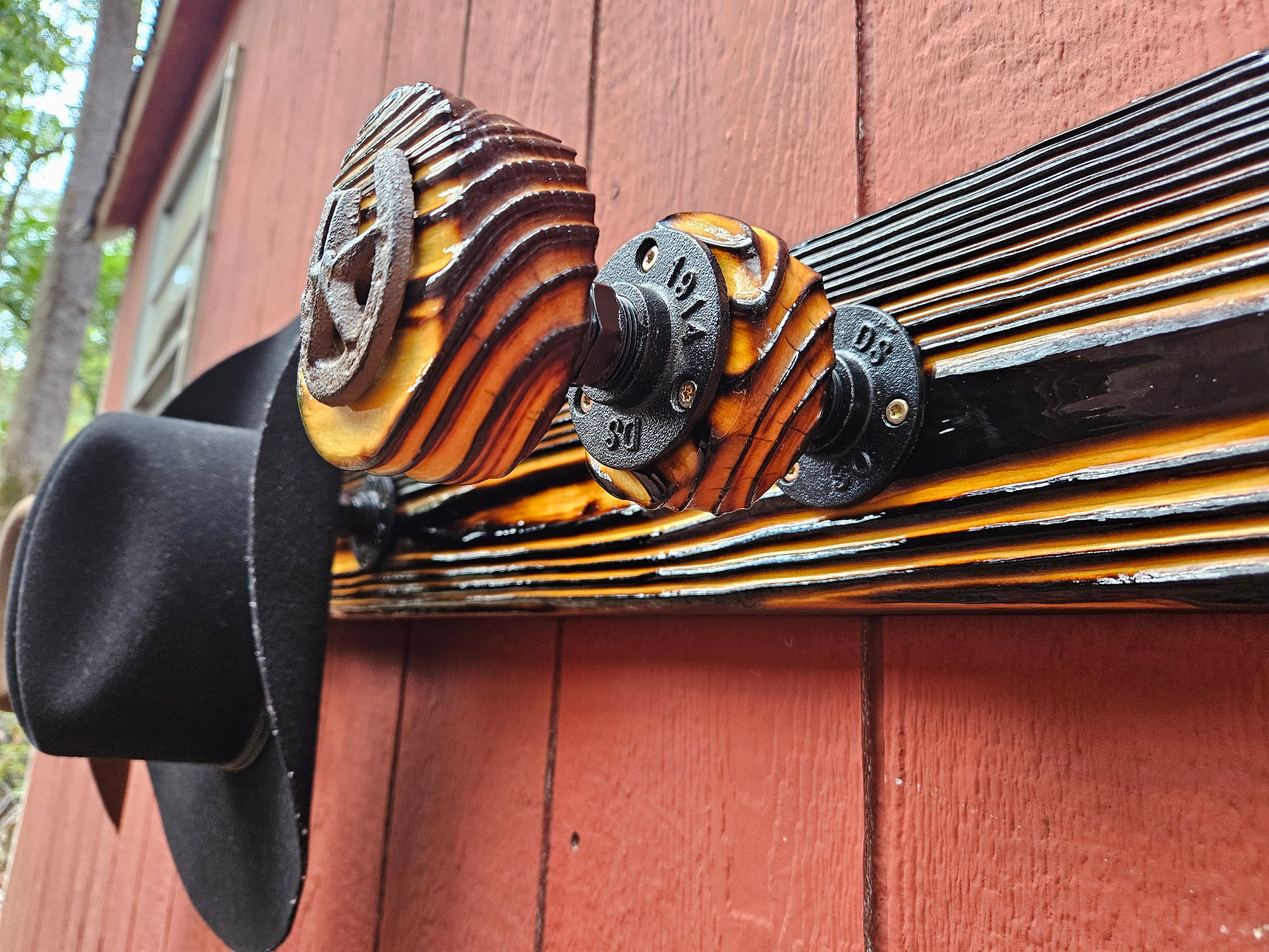 Shou Sugi Ban Cowboy Hat Rack Helmet Rack Firefighter Helmet - Etsy